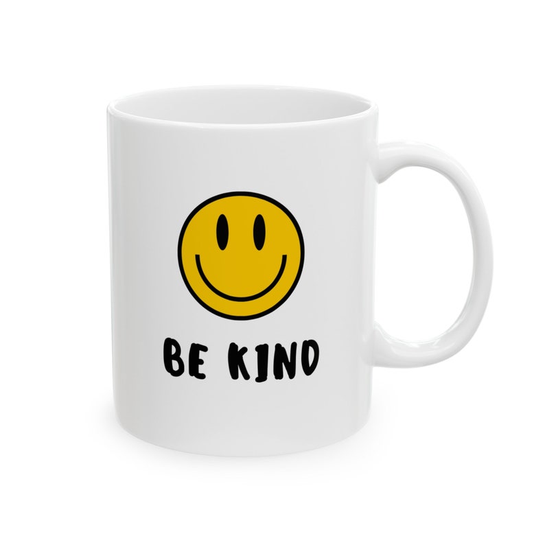 Be Kind Smiley Face Ceramic Mug, 11oz - Etsy