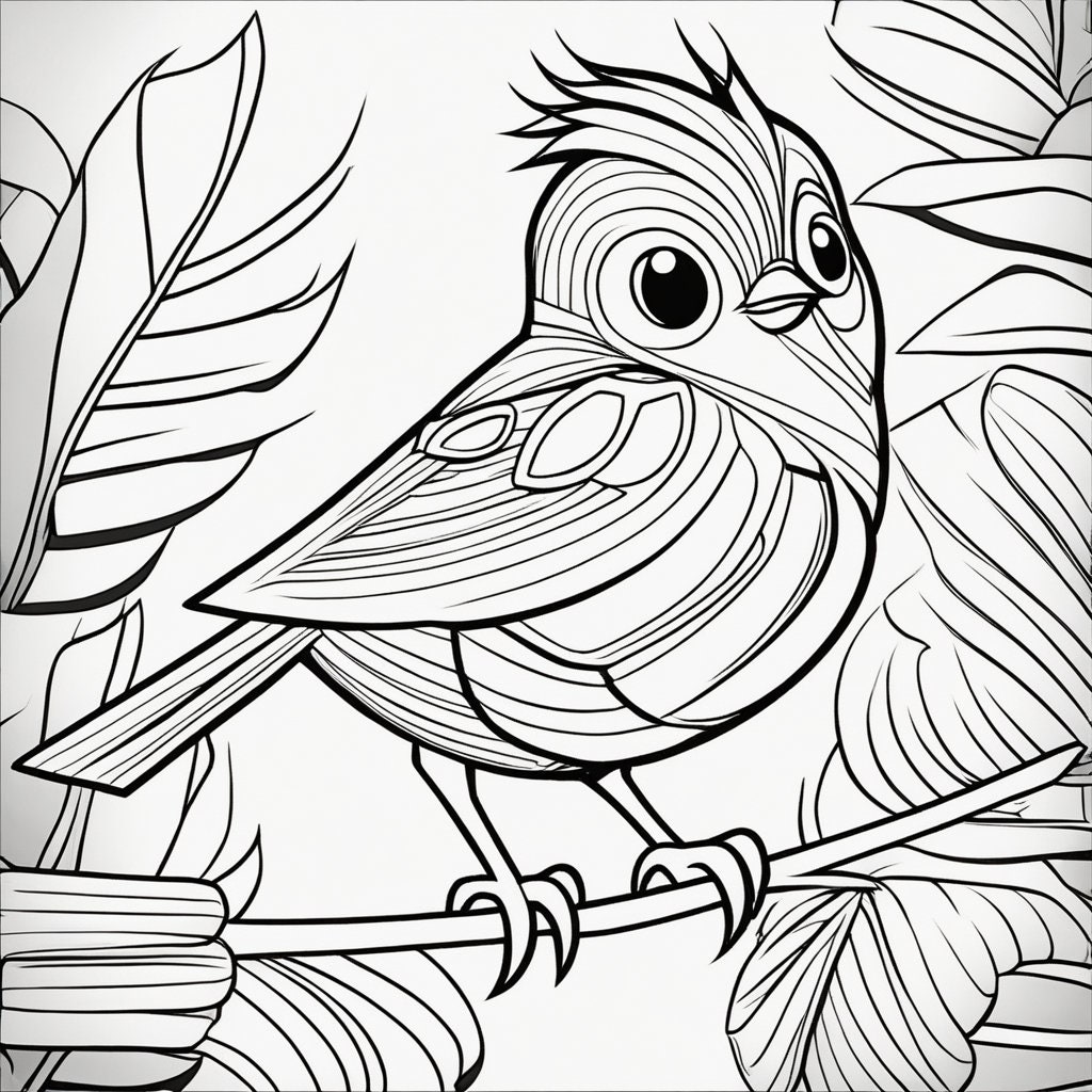 Printable Coloring Pages, Instant Download, 5 X Fun Animals, Birds ...