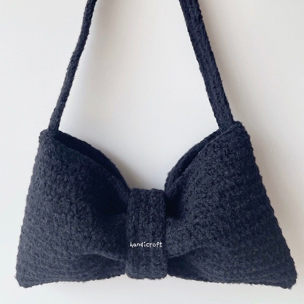 Handmade Crochet Ribbon Bow Shoulder Bag - Etsy