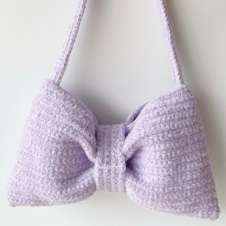Handmade Crochet Ribbon Bow Shoulder Bag - Etsy