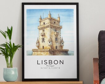 Lisbon Print, Lisbon Cityscape, Travel Sketch, Watercolor Painting, Art ...