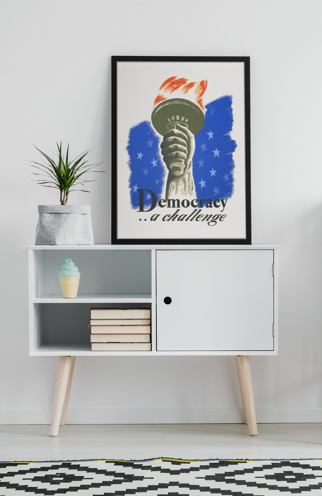 Vintage Democracy Challenge 1936 Politics Poster | Rare Political Art ...