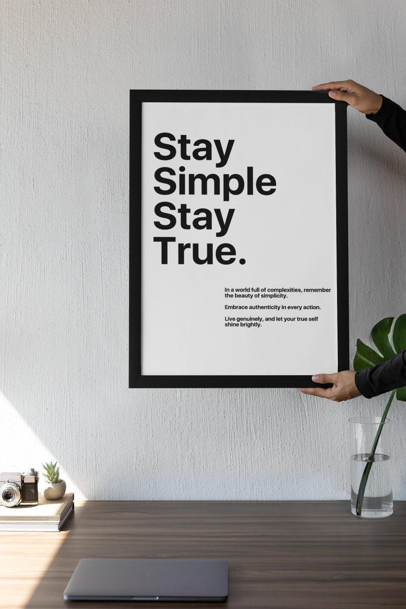 Stay Simple Stay True Printable Wall Art - Minimalist | Typography ...