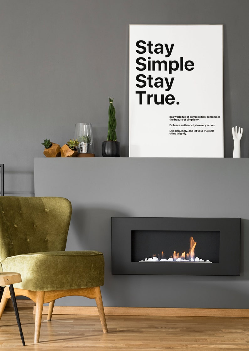 Stay Simple Stay True Printable Wall Art - Minimalist | Typography ...