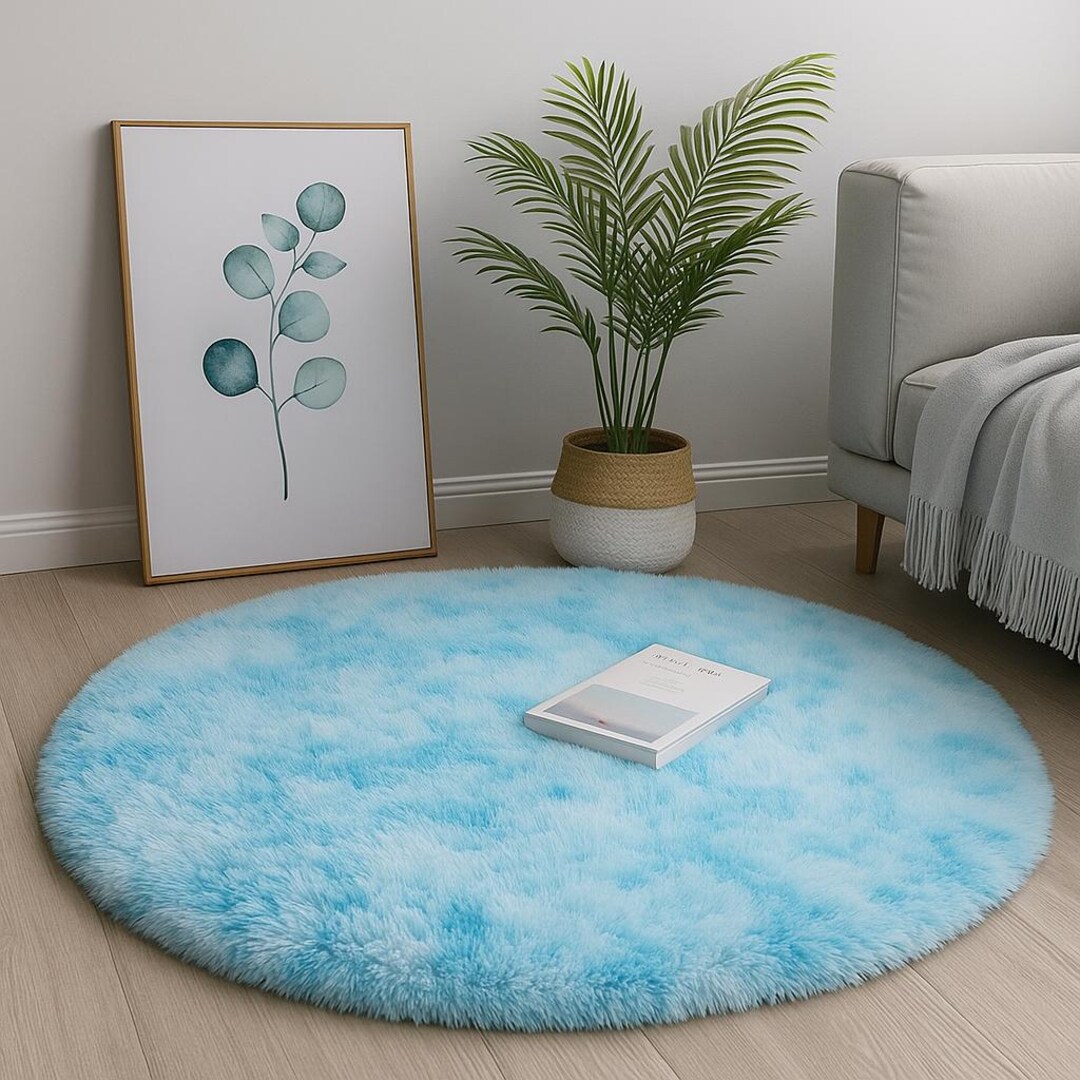 Soft Round Plush Carpet Mat, Fluffy White Rug for Living Room, Bedroom ...