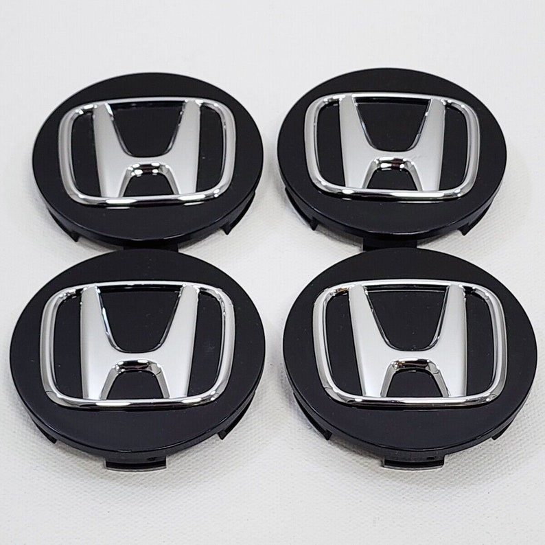 Set of 4 Honda Black Wheel Rim Center Caps Chrome Logo 69mm/2.75inch - Etsy