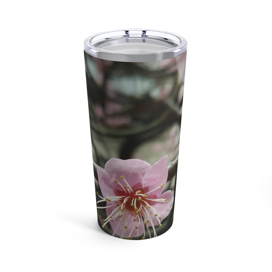 Three Light Pink Japanese Cherry Blossoms Tumbler, Floral Cup, Sakura ...