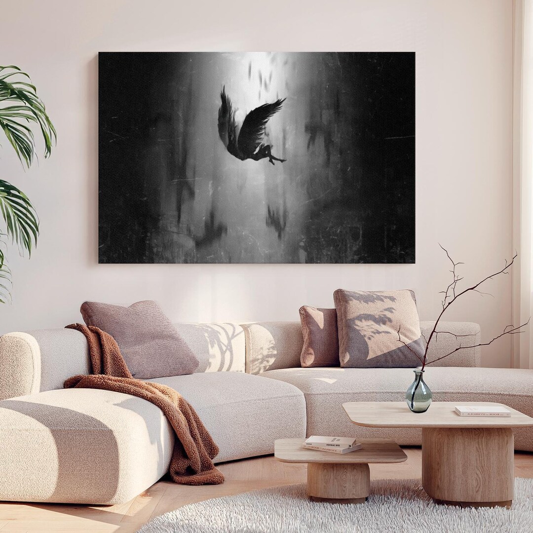 Fallen Angel Lucifer Wall Art - Horizontal Canvas - Living Room Wall ...