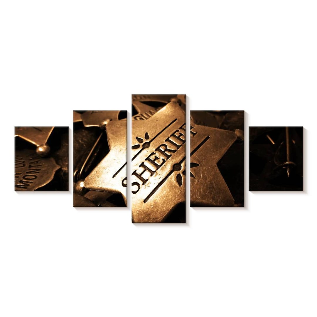 Elephant Stock Sheriff Star Badge Wall Art - Horizontal 5 Piece Canvas ...