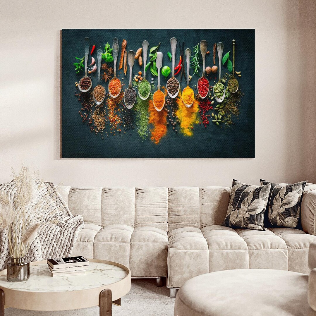Elephant Stock Spoons and Spices Wall Art - Horizontal Canvas - Kitchen ...