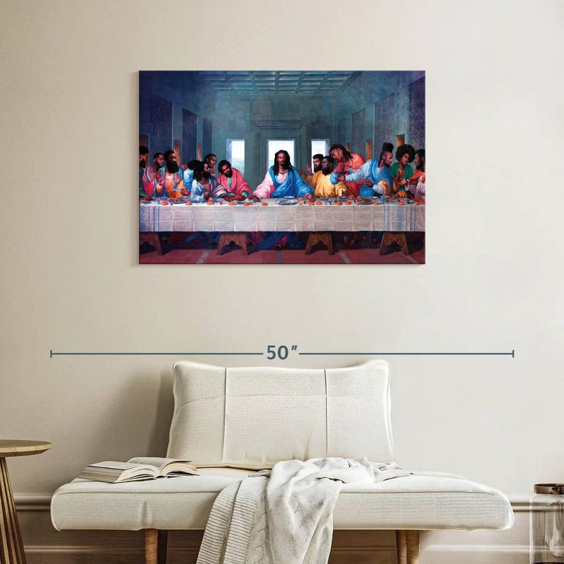 Black Last Supper I Wall Art - Horizontal Framed Canvas - Dining Room ...