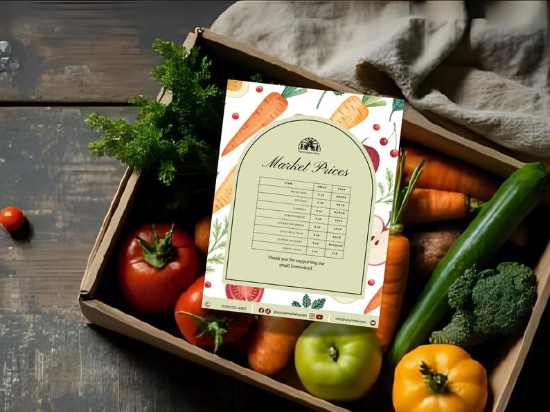 Rustic Farm Stand Price List Poster: Editable Market Sign Canva ...