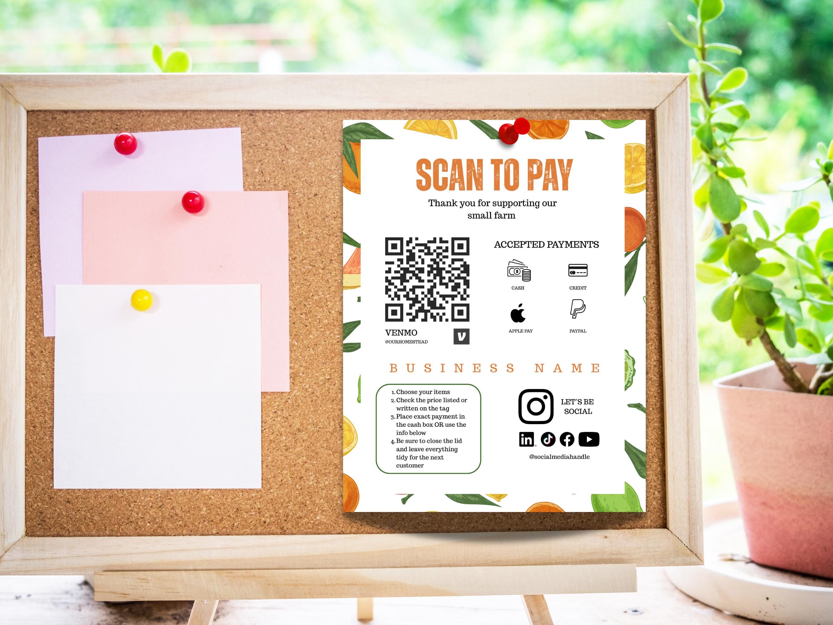Farm Stand Honor System Payment Sign: Rustic Printable Canva Template ...