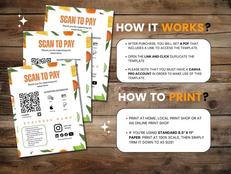 Farm Stand Honor System Payment Sign: Rustic Printable Canva Template ...