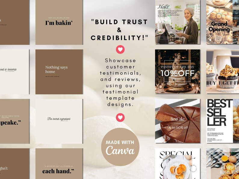 Bakery Instagram Templates, Cafe Instagram Template, Cake Shop, Pastry ...