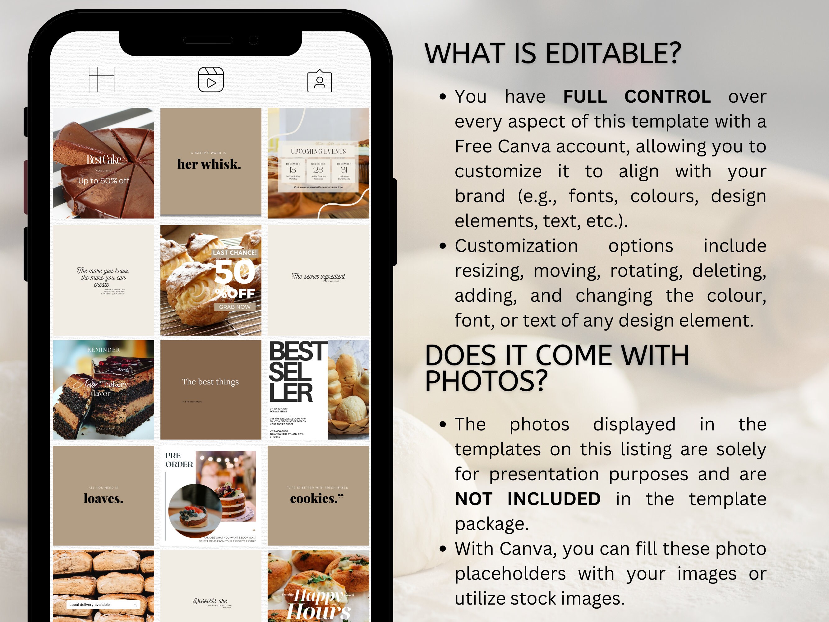 Bakery Instagram Templates, Cafe Instagram Template, Cake Shop, Pastry ...