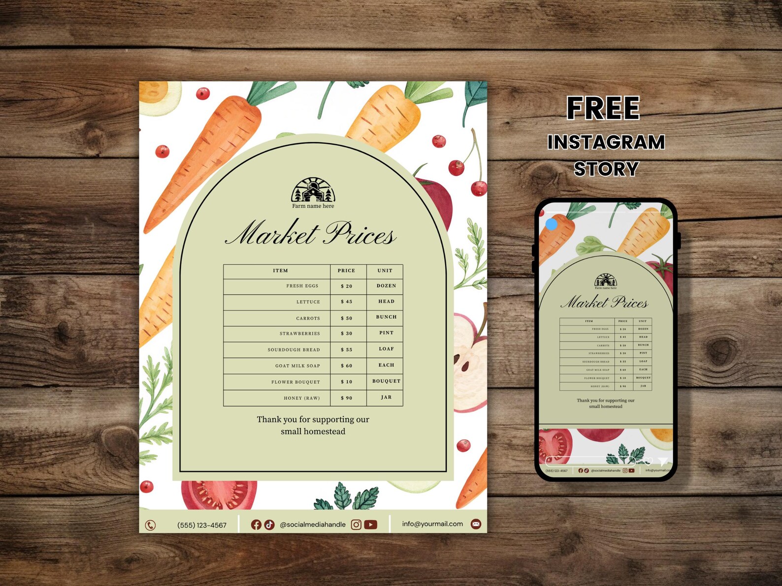 Rustic Farm Stand Price List Poster: Editable Market Sign Canva ...