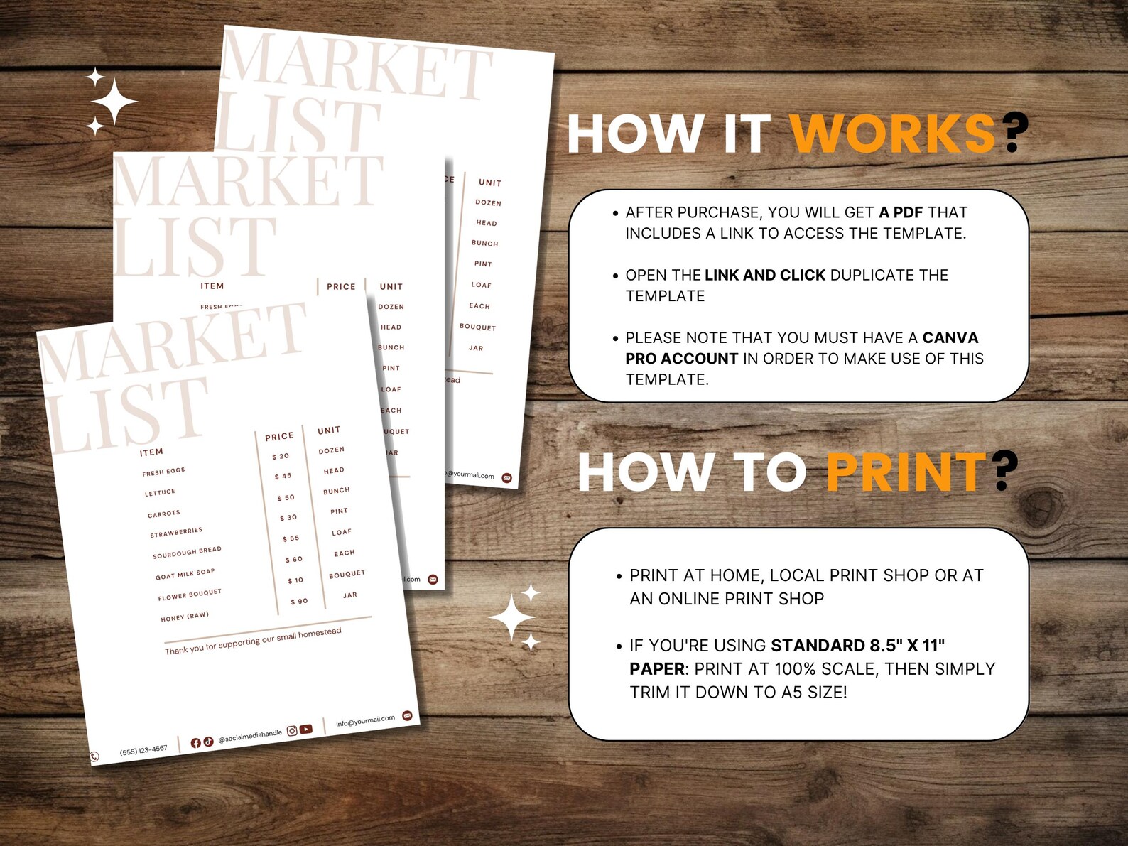 Farm Stand Price List Sign: Minimalist Homestead Produce Template ...