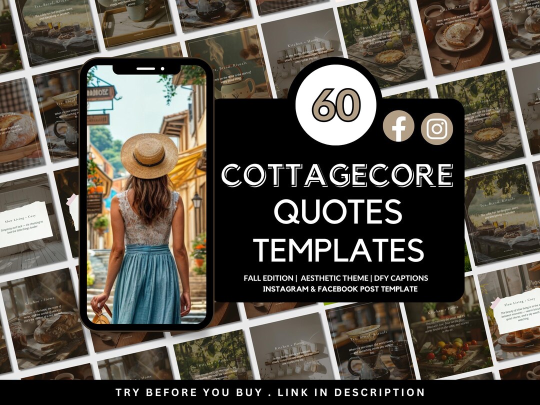 Cottagecore Instagram Quote Template | Slow Living Canva Post for ...