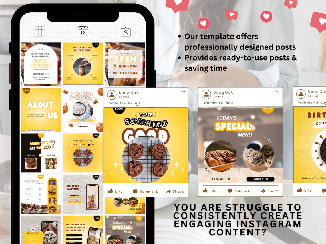 Cookie Instagram Templates, Cafe Instagram Template, Cake Shop, Pastry ...