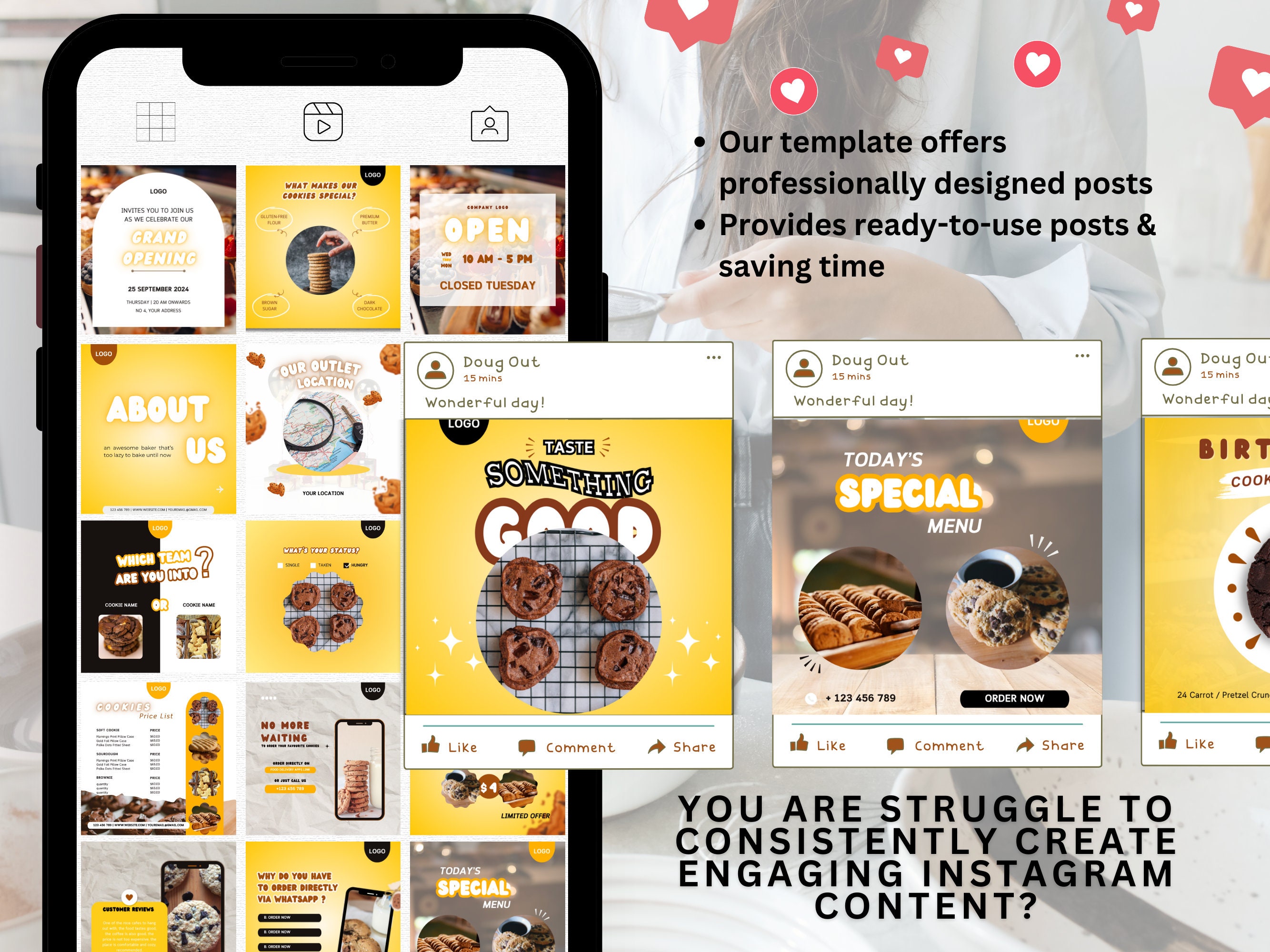 Cookie Instagram Templates, Cafe Instagram Template, Cake Shop, Pastry ...