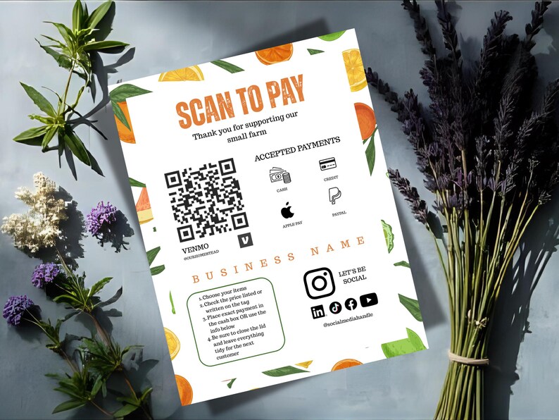 Farm Stand Honor System Payment Sign: Rustic Printable Canva Template ...