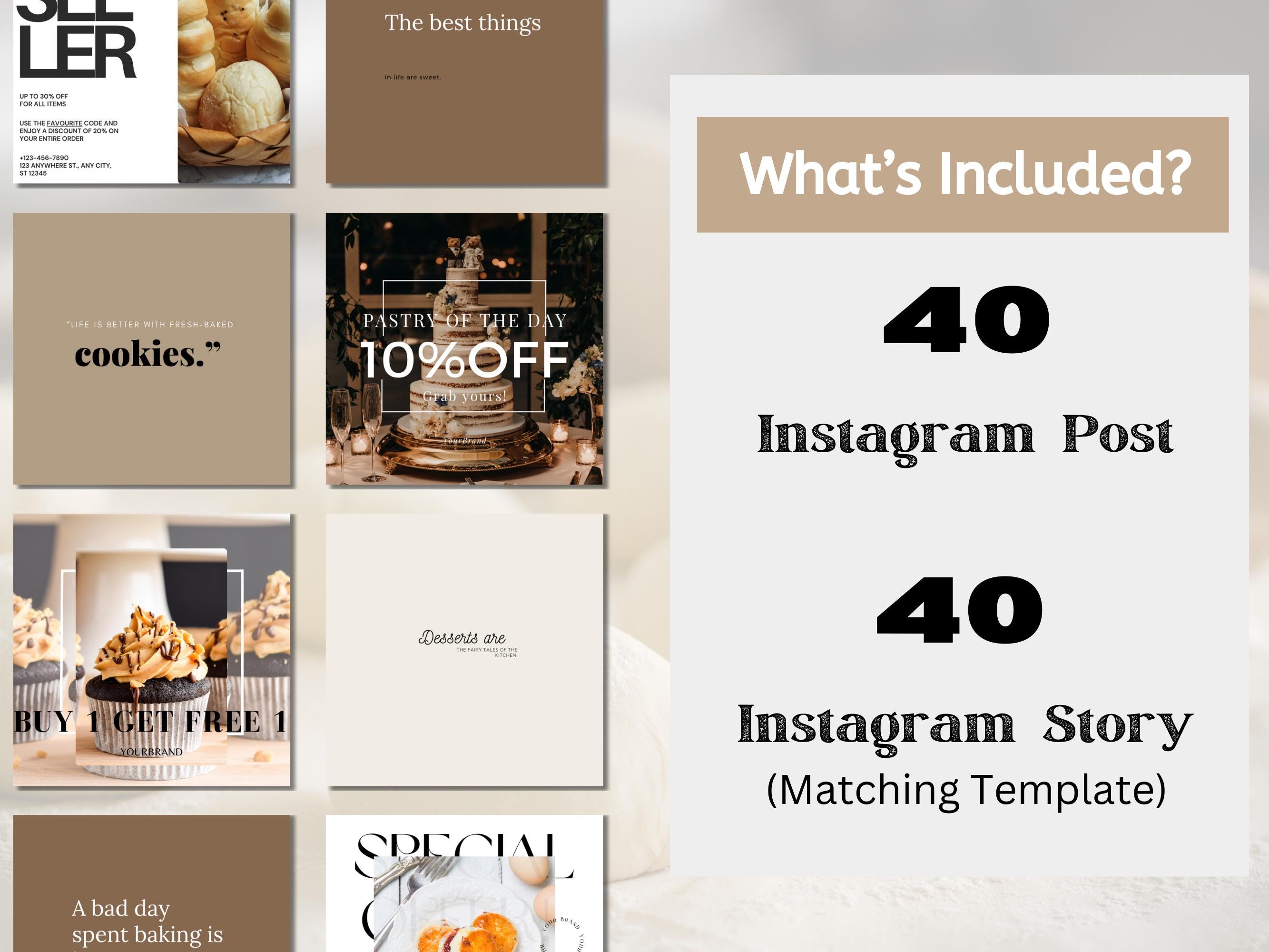 Bakery Instagram Templates, Cafe Instagram Template, Cake Shop, Pastry ...