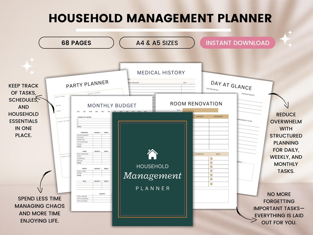 Household Management Planner | Family Organizer Printable | Mom Daily ...