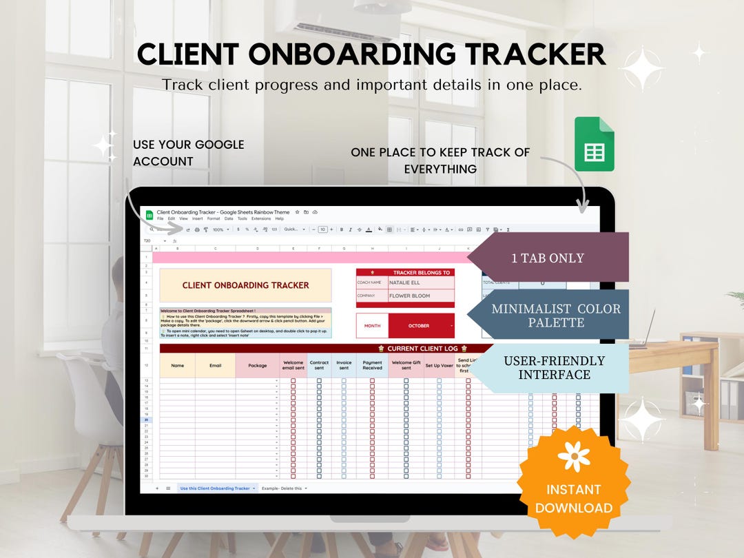 Coaching Session Tracker Google Sheet | Client Progress Tracker ...