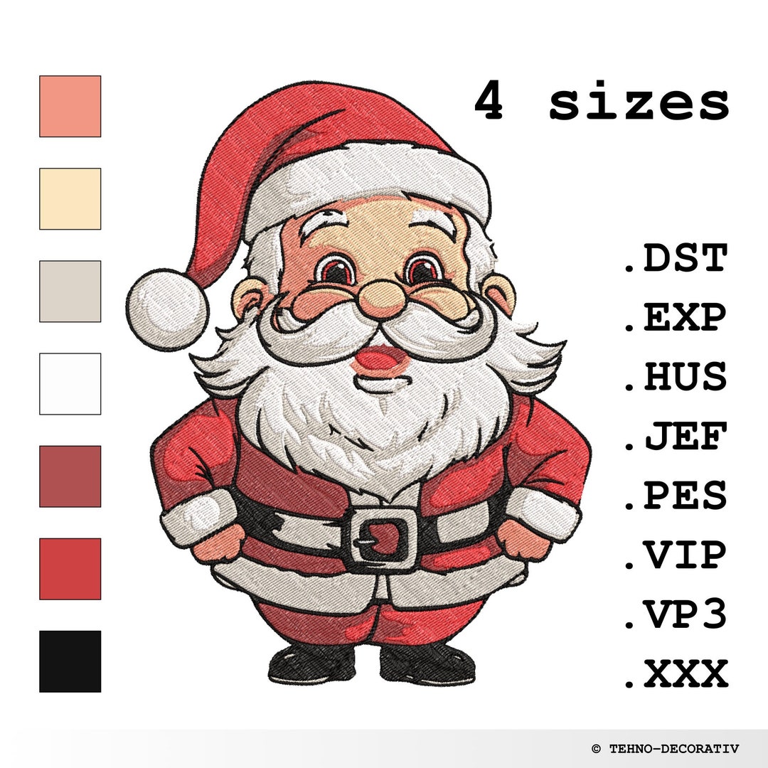 Santa Claus Embroidery Machine Design Pattern 4 Sizes. 7 - Etsy