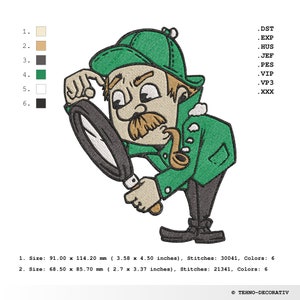 Cartoon Detective Machine Design Pattern, 2 Sizes. 6 Colors - Etsy