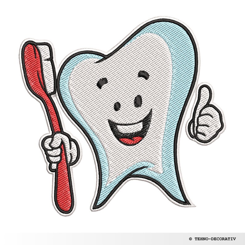 Dental Care Smiley Tooth Character Embroidery Machine Design Pattern. 4 ...