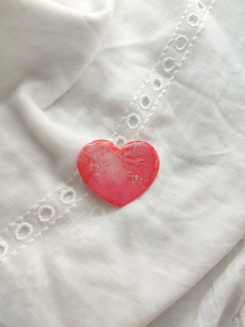 Pink Vermilion Heart Pin in Resin and Glitter for Women - Etsy