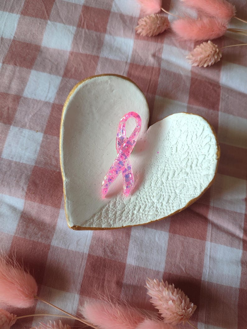 Pink October Ribbon Pin in Resin for Women - Etsy