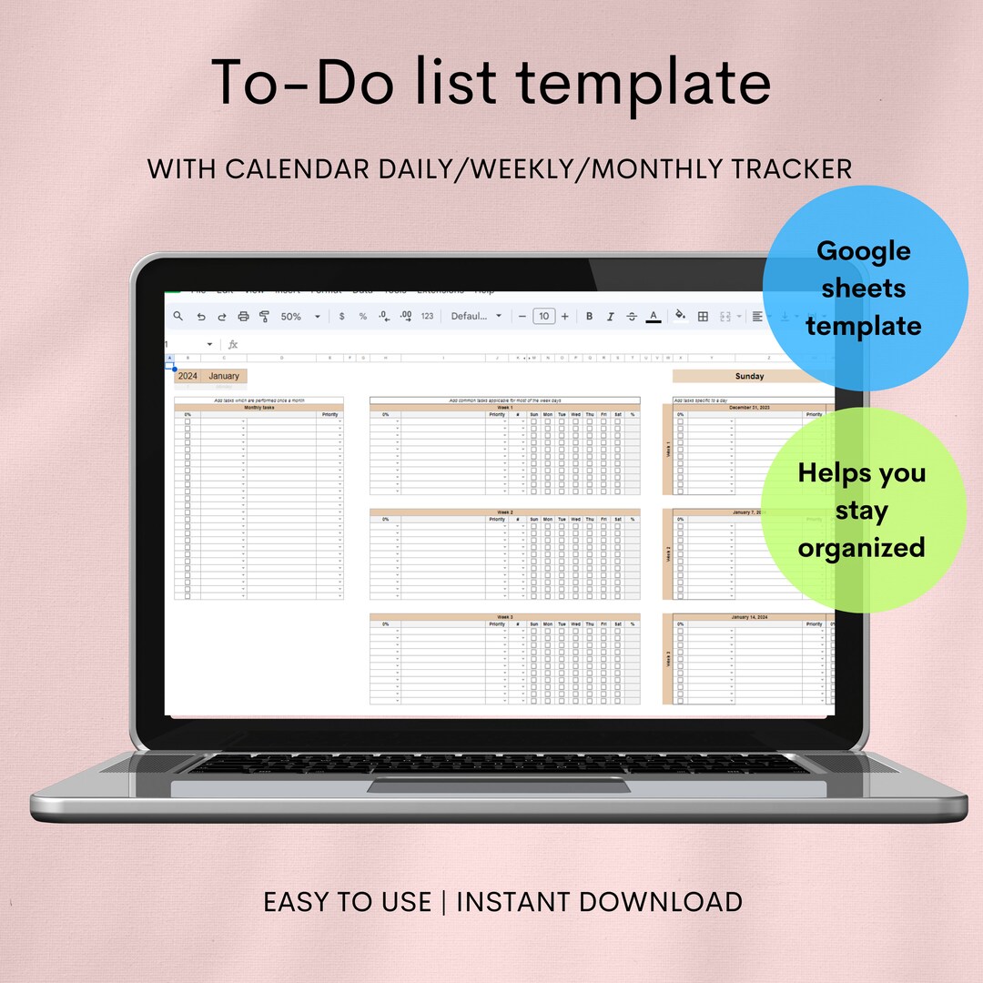 Customizable To-do List, Task Planner Spreadsheet, Google Sheets ...
