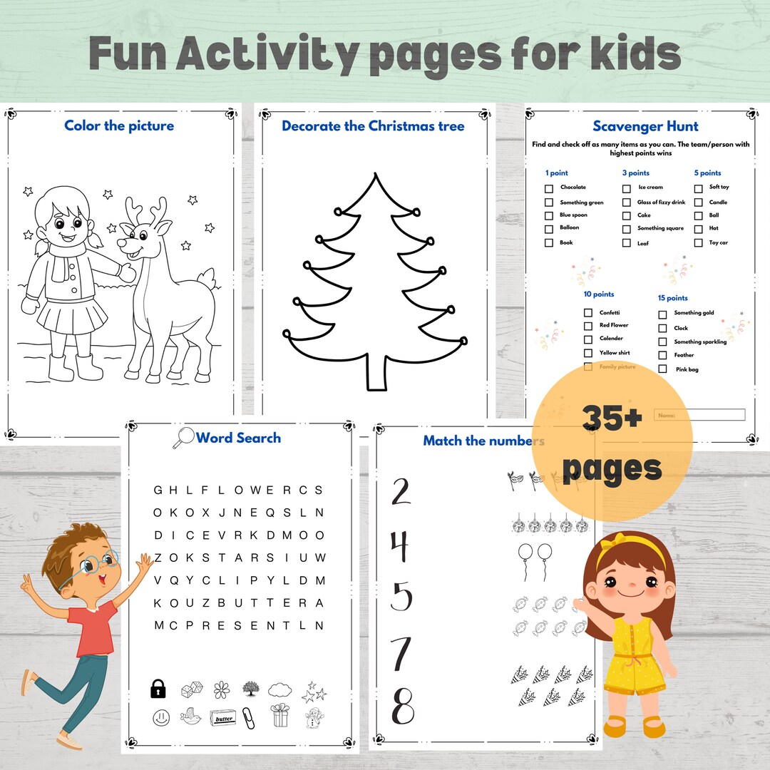 Fun Activity Pages for Kids Instant Digital Download 3 Pdfs 35 Pages - Etsy