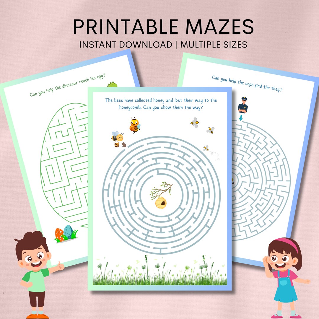 Fun and Challenging Mazes for Kids, Instant PDF Unlimited Download ...