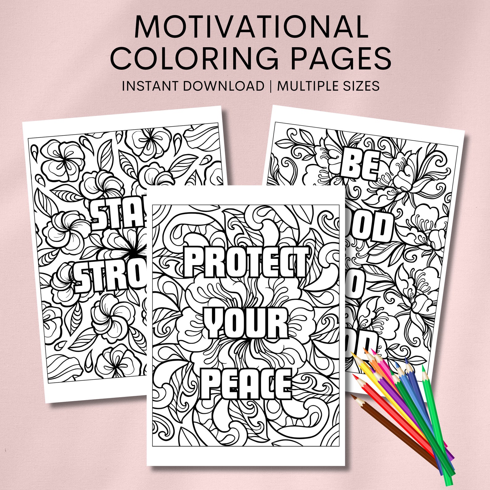 52 Motivational Quotes Coloring Pages, Floral Inspirational Quotes ...