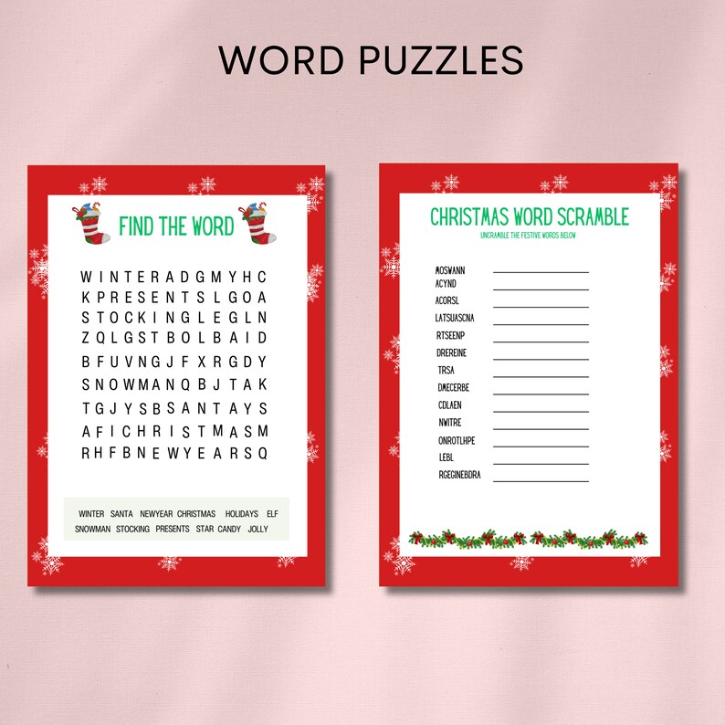 Printable Christmas Activity Bundle, Holiday Fun Home Games, Instant ...