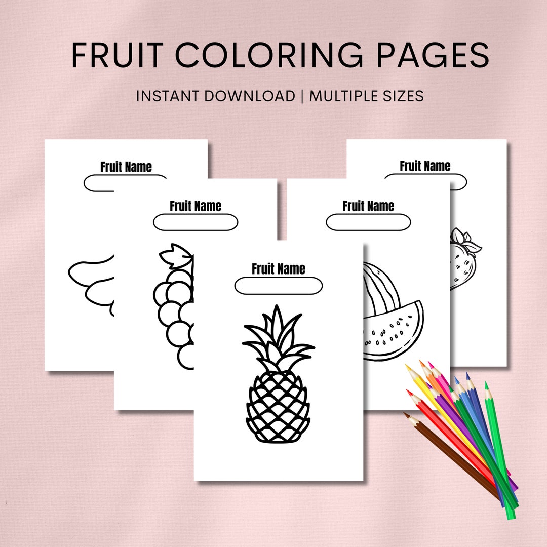 21 Fruit Coloring Pages for Toddlers, Preschools, Kindergarten, Instant ...