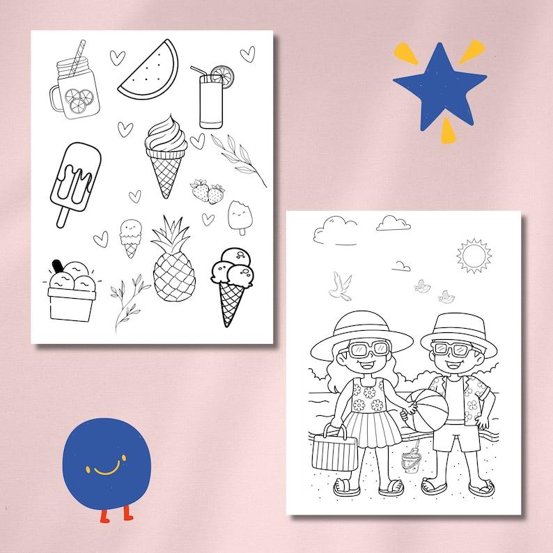 Summertime Coloring and Activity Sheets, Instant Download, Beach ...