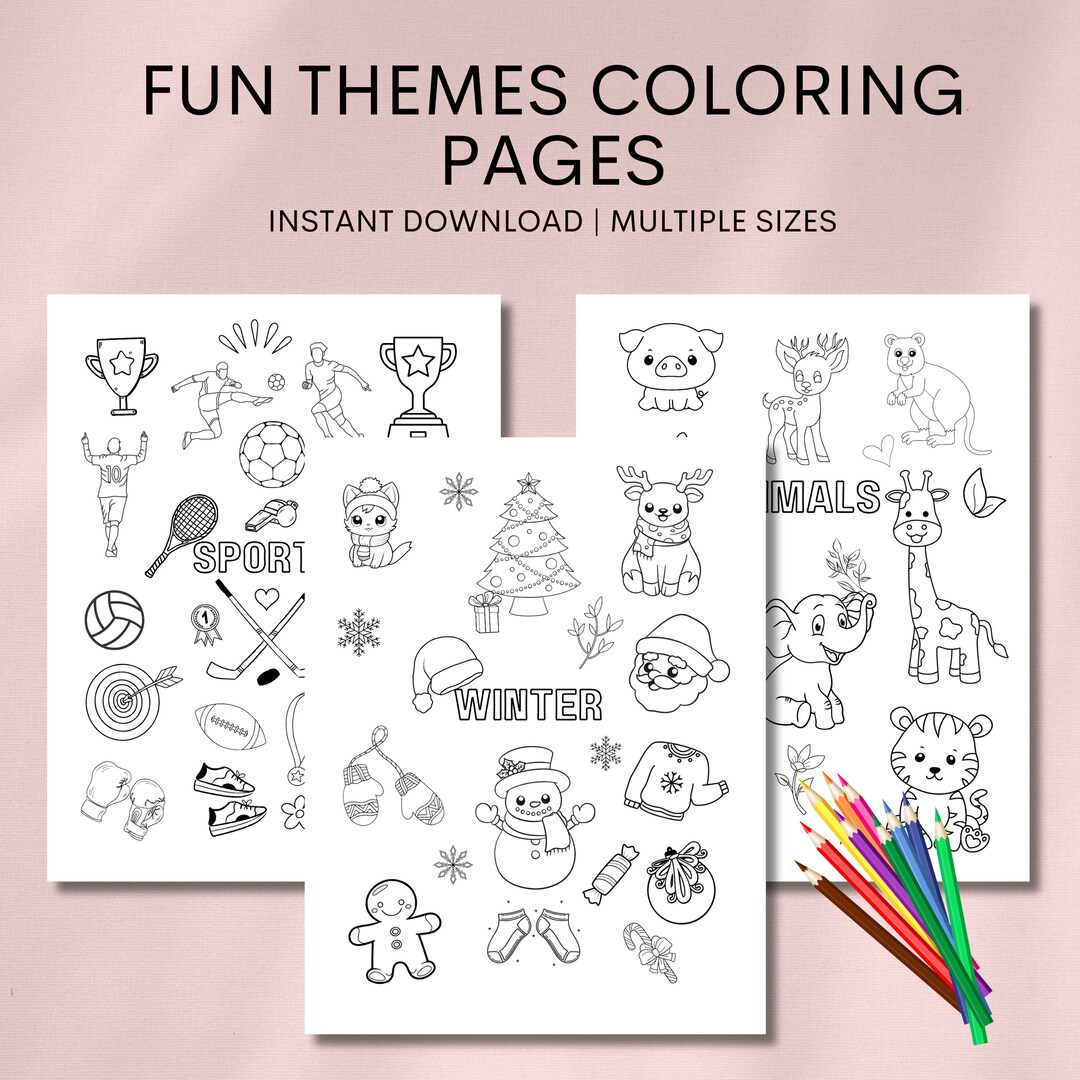 7 Fun Themes Coloring Pages for Toddlers, Preschool, Kindergarten, Kids ...