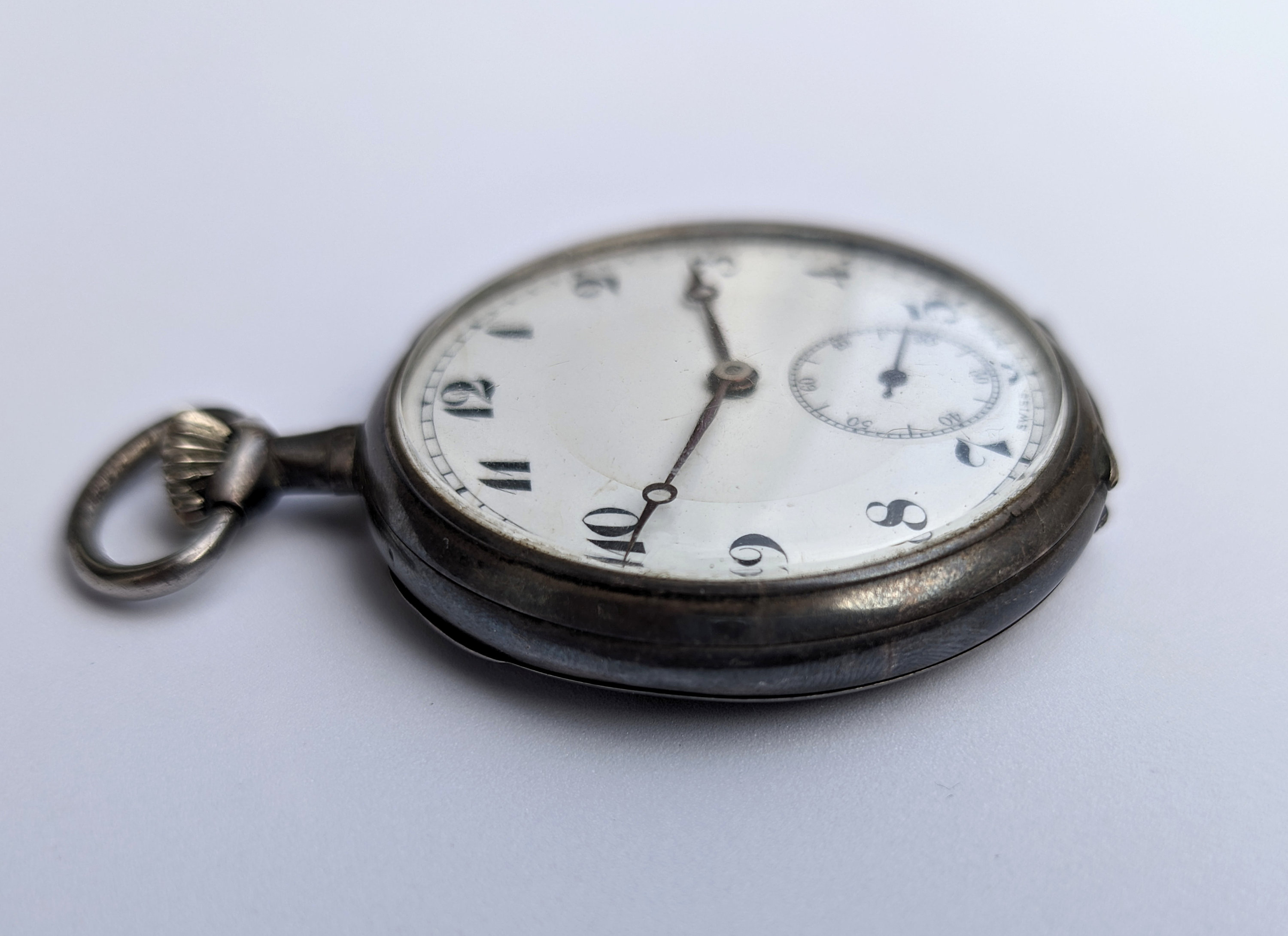 Silver Pocket Watch 1900s-1920s Mechanical Manual Winding Movement ...