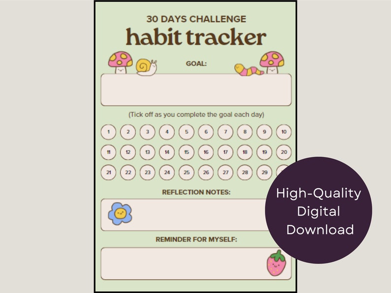 Habit Tracker Personal Development Digital Download - Etsy