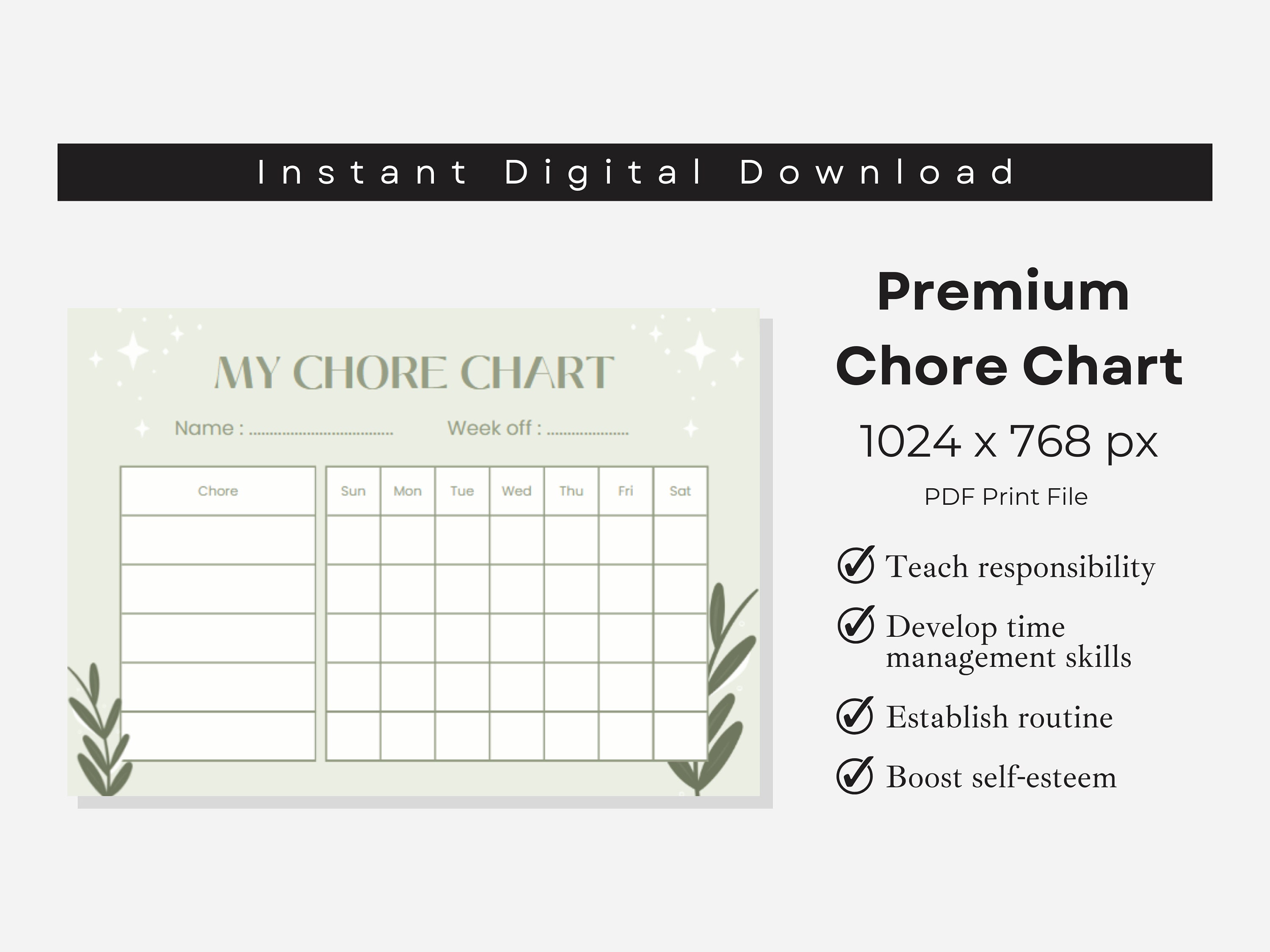 My Chore Chart Printable Routine Chart Daily Task Chart - Etsy