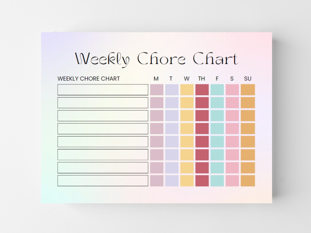 Chore Chart Printable Chore Chart, Daily Task Chart, Weekly Chores ...