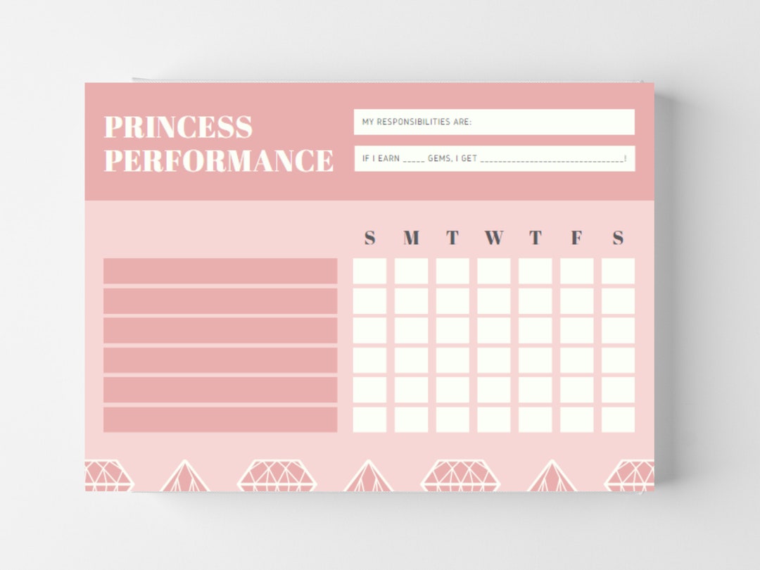 Princess Chore Chart Printable Chore Chart, Daily Task Chart, Weekly ...