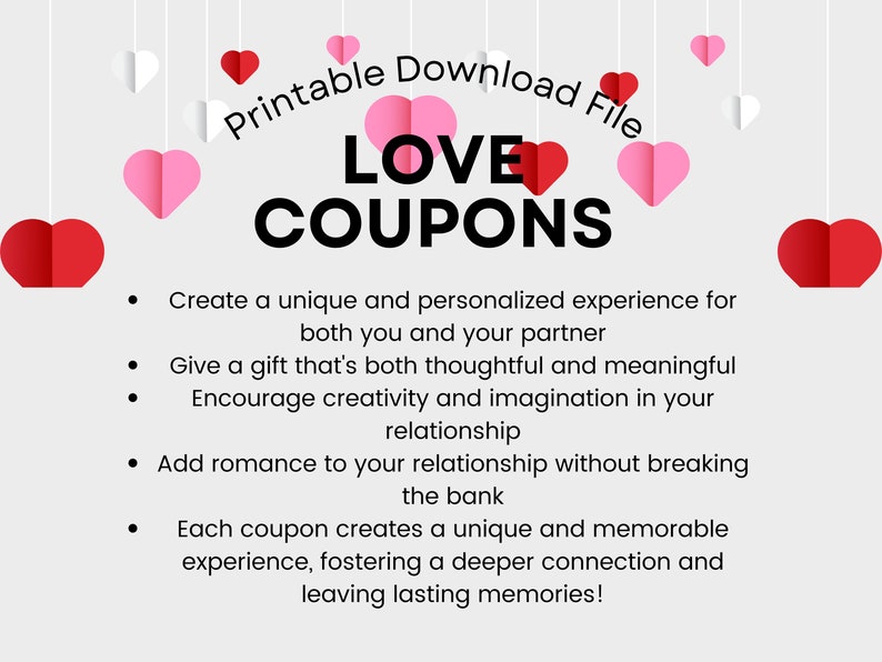 Romantic Coupon Template Instant Download PDF Printable Love Coupons ...