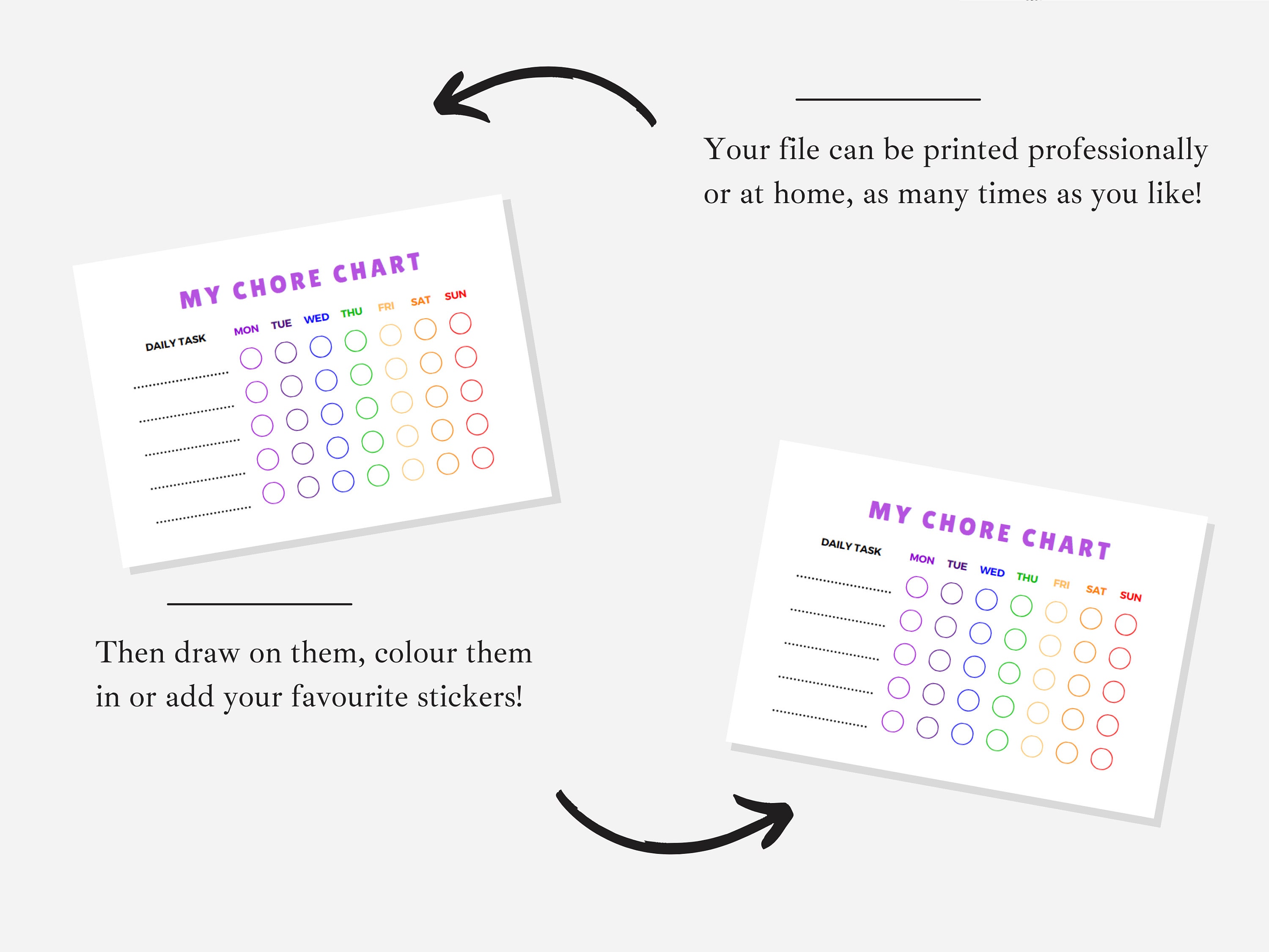 My Chore Chart Printable Chore Chart, Daily Task Chart, Weekly Chores ...
