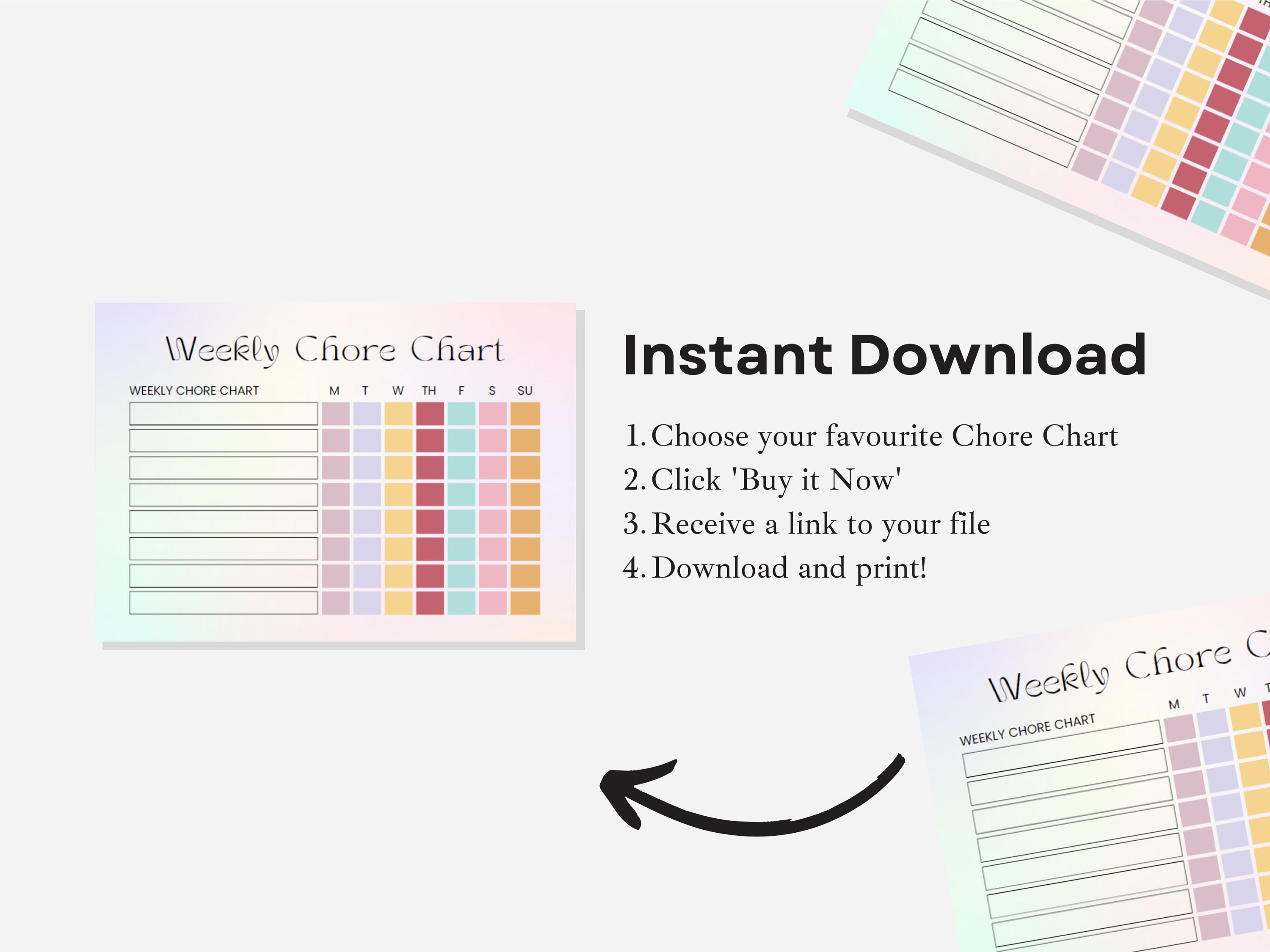 Chore Chart Printable Chore Chart, Daily Task Chart, Weekly Chores ...
